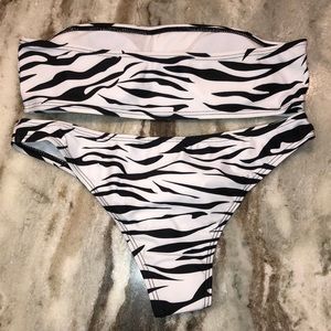 Swim | Zebra Print Tube Top Bikini Set | Poshmark